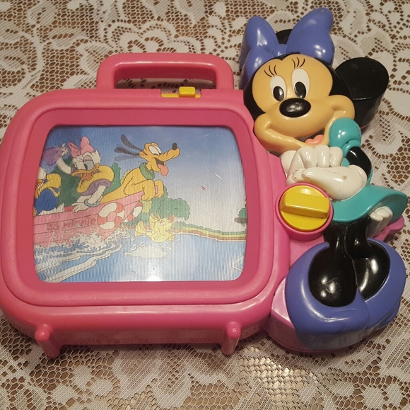 Disney | Toys | Vintage Minnie Mouse Wind Up Musical Scrolling Tv ...